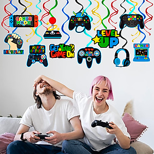 20pcs Video Game Hanging Swirls Video Game Party Decorations Game On Theme Birthday Foil Ceiling Streamers for Kids Boys Gamer Theme Birthday Party Baby Shower Supplies Decorations