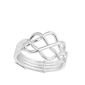 High Polish Bar Knot Puzzle Ring New .925 Sterling Silver Band Size 10