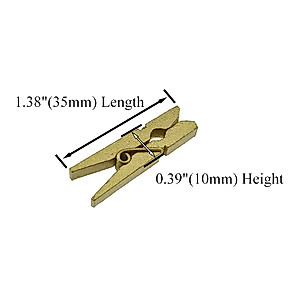 HAHIYO Gold Wooden Clothes Pins Clothespins Small Do NOT Fall Apart 1.38 inches Length 50 Pack Sturdy Strong Springs No Rust No Discoloration for Laundry Bathroom DIY Craft Photos Food Opened Bags