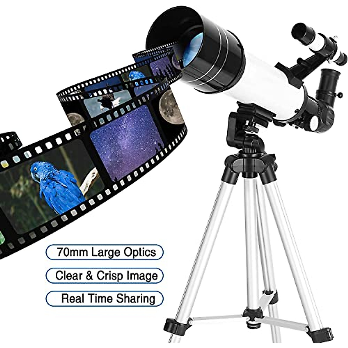 Telescope, 70mm Aperture 400mm AZ Mount Astronomical Refracting Telescope for Adults Kids Beginners - Travel Telescope with Backpack, 2X Barlow Lens, Phone Adapter