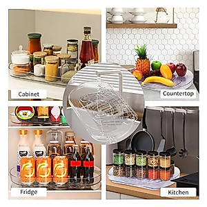 LumenCraft Lazy Susan Turntable Organizer for Refrigerator,15.74'' Clear Rectangular Fridge Organizer Storage,Lazy Susan for Cabinet, Fridge,Table, Pantry, Kitchen, Countertop