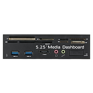 ERYUE Multi-Function USB 3.0 Hub eSATA Port Internal Card Reader PC Dashboard Media Front Panel Audio for SD MS CF TF M2 MMC Memory Cards Fits 5.25" Bay