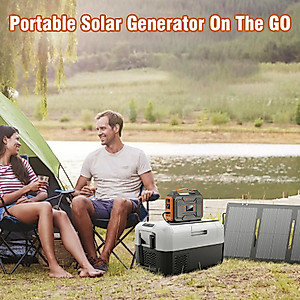Portable Solar Generator, 300W Portable Power Station with Foldable 60W Solar Panel, 110V Pure Sine Wave, 280Wh Lithium Battery Pack with DC AC Outlet for Home Use, RV, Outdoor Camping Adventure