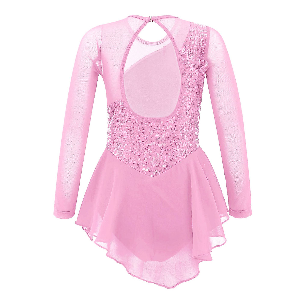 easyforever Kids Girls Metallic Snowflake Ice Figure Skating Tutu Dress Long Sleeve Gymnastic Leotard Performing Costume Pink 4 6 Years