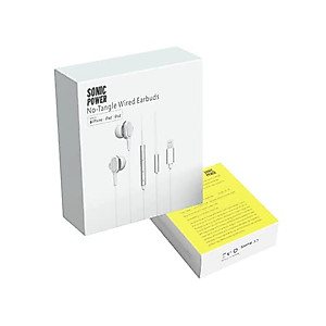SonicPower No-Tangle Wired Earbuds (White)