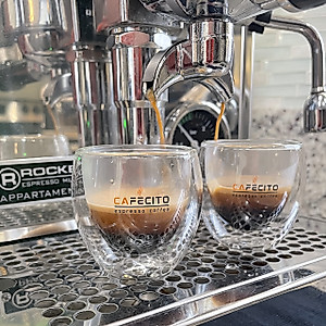 Cafecito Espresso Coffee Cafecito Double Wall Espresso Glass Cups | 80ml Espresso Shot Glass Cups Set of 2 Shot Cups Set