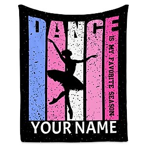 Personalized Dance Gifts, Dance Blanket for Girls Dancers, Ballerina Gifts, Custom Gifts for Her&Teacher, Flannel Throw Blankets for Couch Sofa, 40"x50" Soft Cozy Girls Blankets for Outdoor Travel