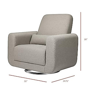 Babyletto Tuba Glider in Performance Grey Eco-Weave with Silver Base, Water Repellent & Stain Resistant, Greenguard Gold and CertiPUR-US Certified