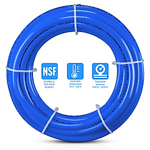 25FT 3/8 Inch O.D.RO Water Tubing,NSF Certified Water Line for RO(Reverse Osmosis) Water Purifier Filter System,BPA free Flexible Tubing(blue)