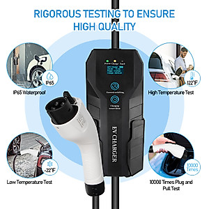EV Charger Level 2, 8 to 32Amp - 240V Portable Electric Car Charger Nema 14-50 Plug WiFi & Bluetooth Enabled EVSE EV Charger 25FT Cable