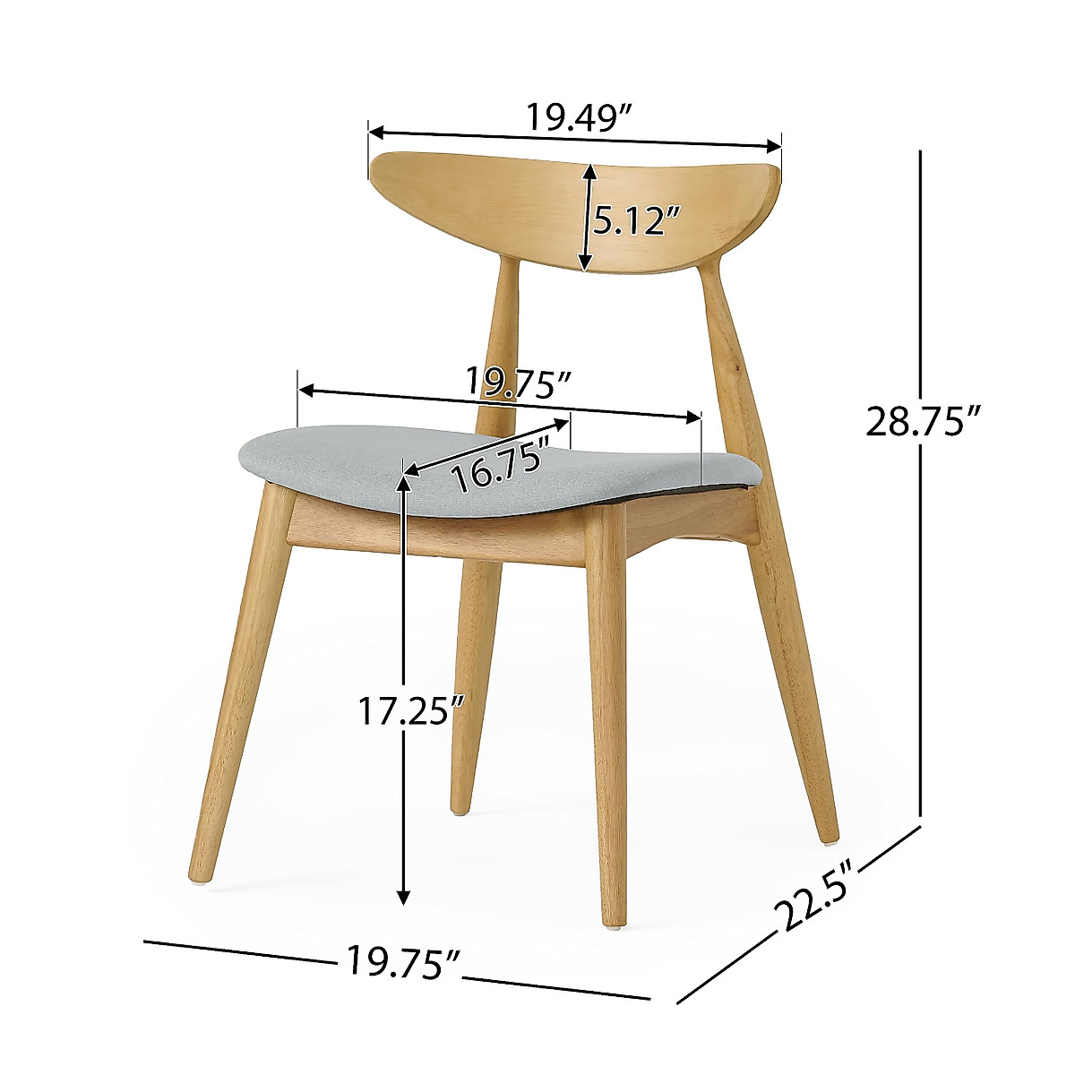 Christopher Knight Home Barron Fabric with Oak Finish Dining Chairs, 2-Pcs Set, Light Grey / Oak