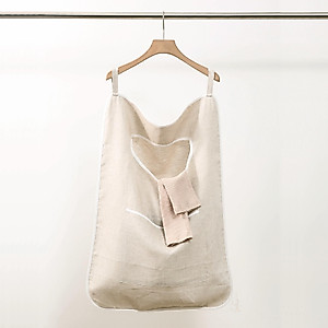 HSOFTIFY 100% Linen Hanging Laundry Bag, 19.7x27.5 Inches Over the Door Laundry Hamper with Pockets, Large hanging laundry hamper for Holding Dirty Clothes and Saving Space, Linen