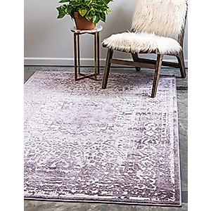 Unique Loom Aberdeen Collection Traditional Vintage Inspired Tone Textured Area Rug, 9 ft x 12 ft, Violet/Ivory