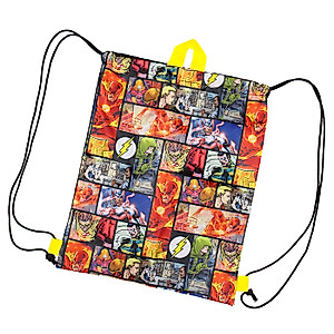 DC Comics The Flash 16" Backpack Cinch Bag Water Bottle Lunch Tote 5 Pc Set