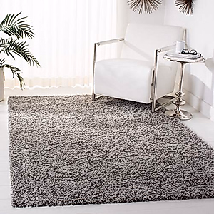 SAFAVIEH Athens Shag Collection 8' x 10' Light Grey SGA119F Non-Shedding Living Room Bedroom Dining Room Entryway Plush 1.5-inch Thick Area Rug