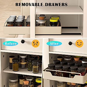 Jolitac 1 Pack Pull Out Cabinet Organizer with Adhesive Nano Film Heavy Duty Storage and Organization Slide Out Pantry Shelves for Kitchen, Bathroom and Living Room (9.8" Wide-16.9" Deep)