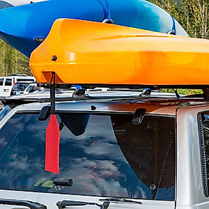 Frienda 2 Pieces Safety Travel Flag for Kayak Canoe Red Warning Flag with Webbing for Kayak SUP Towing Canoes Truck Safety Accessories Kit (Solid Color Style)