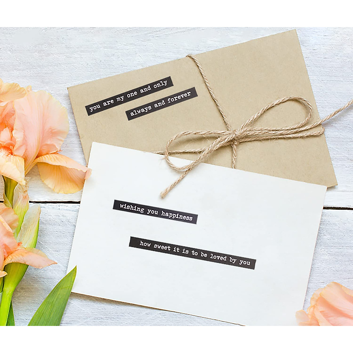 ONLYKXY Stickers 8 Sheets, 80 Pcs Word Stickers Black and White, Inspirational Quotes for DIY Journal, Scrapbooking, Decorating, Crafting, Correspondence