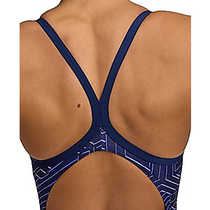 Arena Women's Standard Performance Kikko Pro Light Drop Back Swimsuit, Navy/Navy Multi