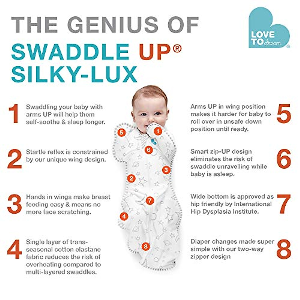 Love to Dream Swaddle UP Silky-Lux 1.0 TOG, Cream, Small, 8-13 lbs., Super Soft and Luxurious 100% Viscose, Allow Baby to Sleep in Their Preferred Arms Up Position, Snug Fit Calms Startle Reflex