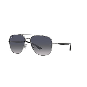 Ray-Ban RB3683 Square Sunglasses, Gunmetal/Blue Gradient Polarized, 56 mm