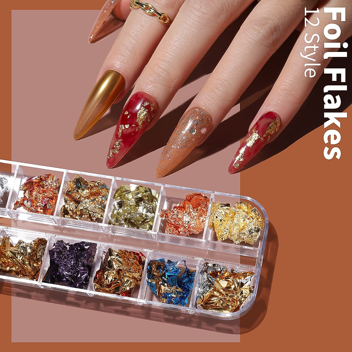 FANDAMEI Nail Art Brushes Set, Nail Art Kit, Nail Design Kit, Nail Art Dotting Pens, Nail Stickers, Butterfly Nail Art Sequins, Nail Foils, Nail Art Flakes Iridescent, Rhinestones For Nails