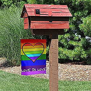 Love Is Love Rainbow Pride Garden Flags Vertical Double Sided Holiday Rainbow Flag Love Is Love Garden Flag Outside Decor For Home Yard Farmhouse 12×18 Inch