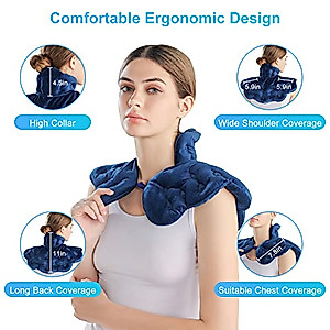 Cosy Life Microwave Heating Pad for Neck Shoulders and Back Pain Relief, 2 in 1 Hot/Cold Therapy Heat Pad Microwavable, 4LB Weighted Neck Wrap with 100% Natural Herbs (Unscented Blue)