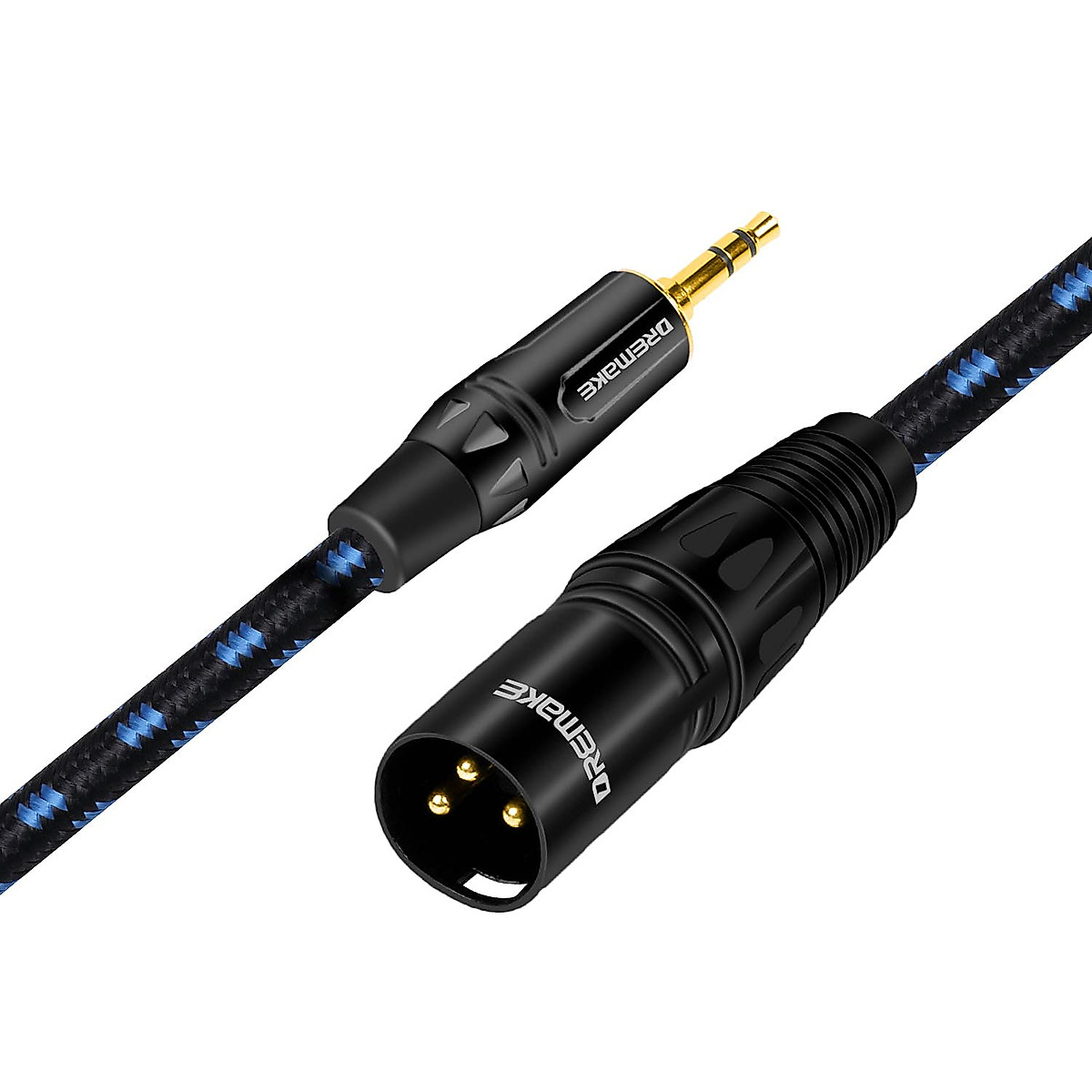 DREMAKE 3.5mm to XLR Microphone Cable 1FT, 1/8 Inch (3.5mm) Male to XLR Male Unbalanced Cable, XLR to 3.5mm Stereo Audio Cable Compatible for Mobile Phone, Active Speakers, Stage, Studio Audio Console