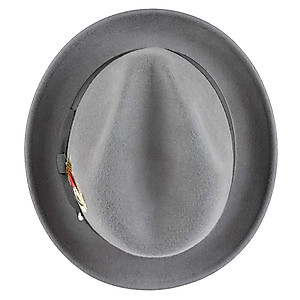 Mens Gray Fedora Hats, 100% Wool Crushable Hat, Packs Easy, Stain Resistant, Stylish Fedora (Also Available in Black)