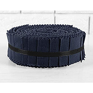 Soimoi 40Pcs Solid Dark Blue Precut Fabrics Strips Roll Up 1.5 Inches Cotton Jelly Rolls for Quilting