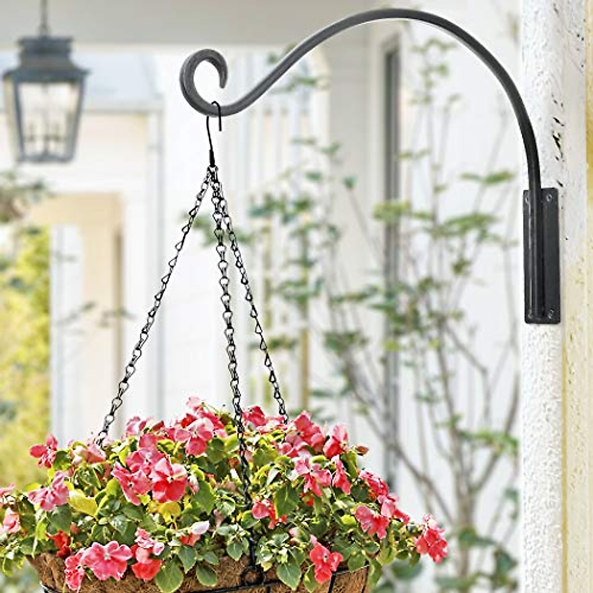 Lifyzoon Heavy Duty Plant Hanger Bracket (16"/Black) Outdoor Hand-Forged Hanging Plant Bracket Durable and Stable Bird Feeder Hanger