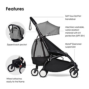 BABYZEN YOYO2 Stroller + YOYO Bag - Includes Black Frame, Grey Seat Cushion, Grey Canopy, Grey YOYO Bag, Wheel Base & Hooks - Suitable for Children Up to 48.5 Lbs