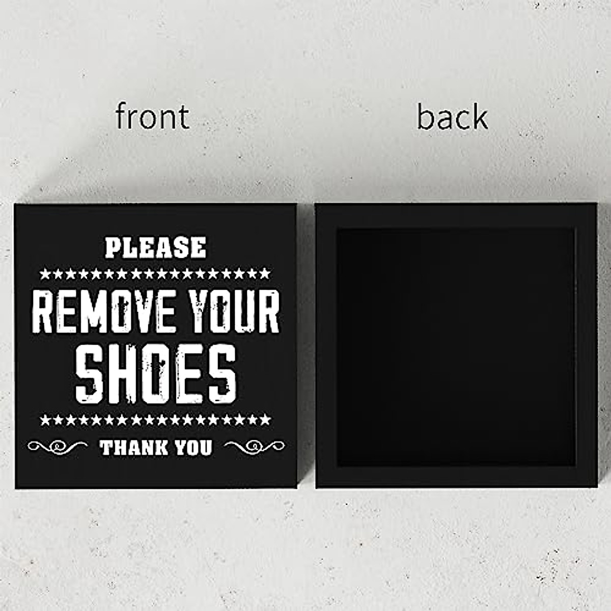 Modern No Shoes Wooden Box Sign Table Decor Plaque Please Remove Your Shoes Thank You Wood Box Sign Art Home Shelf Desk Decoration 5 x 5 Inches