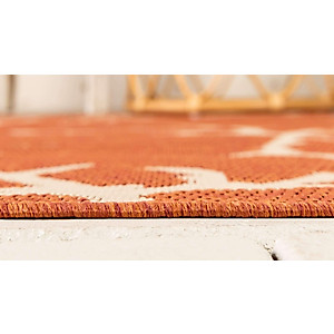 Unique Loom Outdoor Botanical Collection Area Rug - Branch (9' x 12' 2" Rectangle, Terracotta/ Beige)