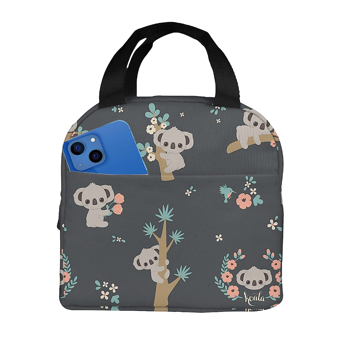 Zoczos Cute Koala Lunch Box Adorable Koalas Birds Climbing Trees Branches Floral Adult Lunch Box for Women Mens