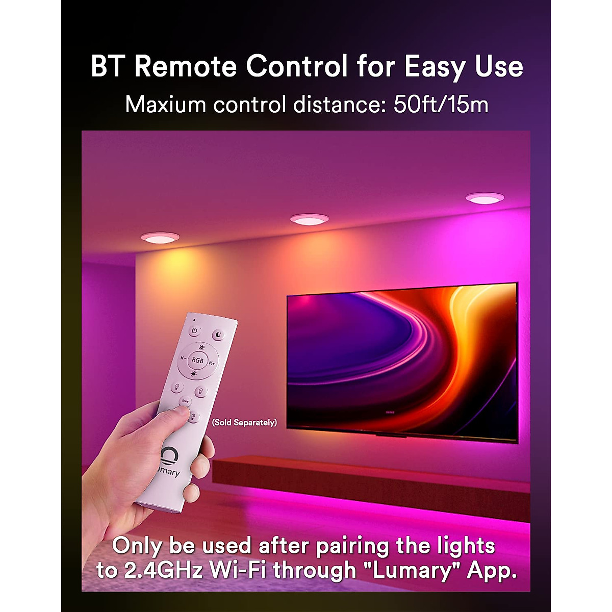 Lumary Smart WiFi Recessed Lights 5/6 Inch Can Lights, Smart LED Flush Mount Ceiling Lights, Dimmable RGBWW Surface Mount Disk Lights Work with Alexa/Google Assistant-ETL Listed
