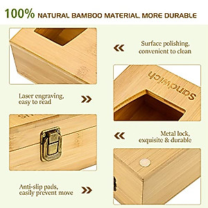 Ziplock Bag Storage Organizer, Bamboo Baggie Organizer for Drawer, Kitchen Food Storage Bag Holder Dispenser, Plastic Sandwich Bag Container Wall Mount Wrap Dispenser for Gallon, Quart, Snack, Candy