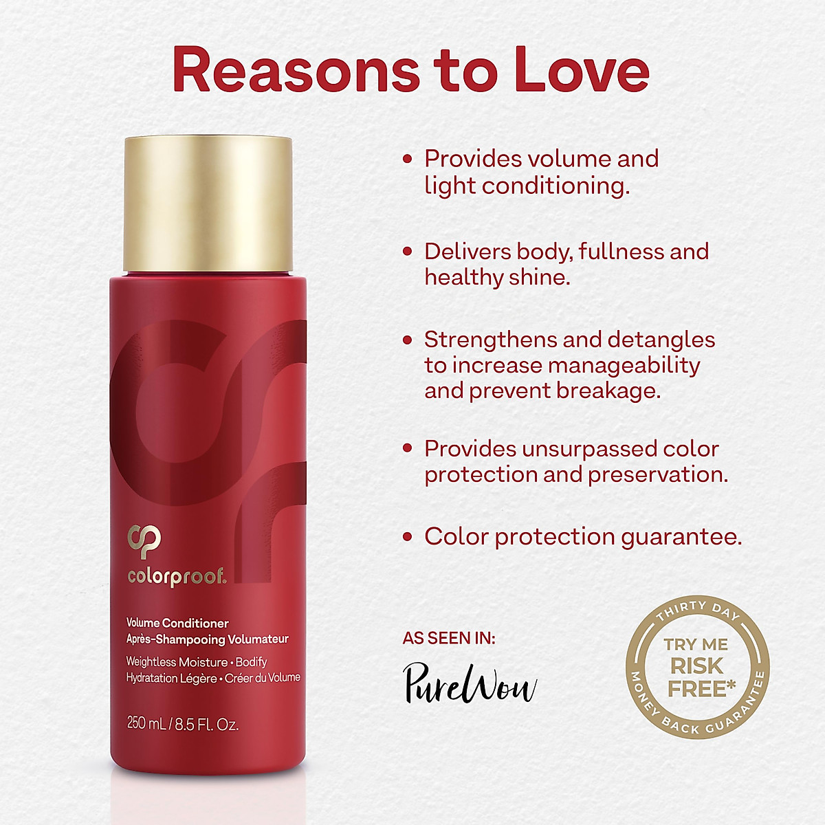 Colorproof Volume Conditioner for Women 8.5 Fl. Oz. Volume Conditioner, White Nectarine Scent, Sulfate Free Conditioner