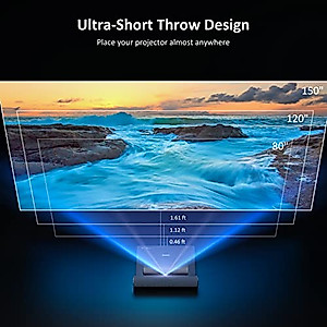 NexiGo Aurora PJ90, 4K Ultra-Short Throw Projector, Laser-Powered, 2500 ANSI Lumens, HDR10, HLG, 3D, 85% DCI-P3 & 121% Rec.709, 60W Stereo Speakers with Dolby_Audio, Android TV