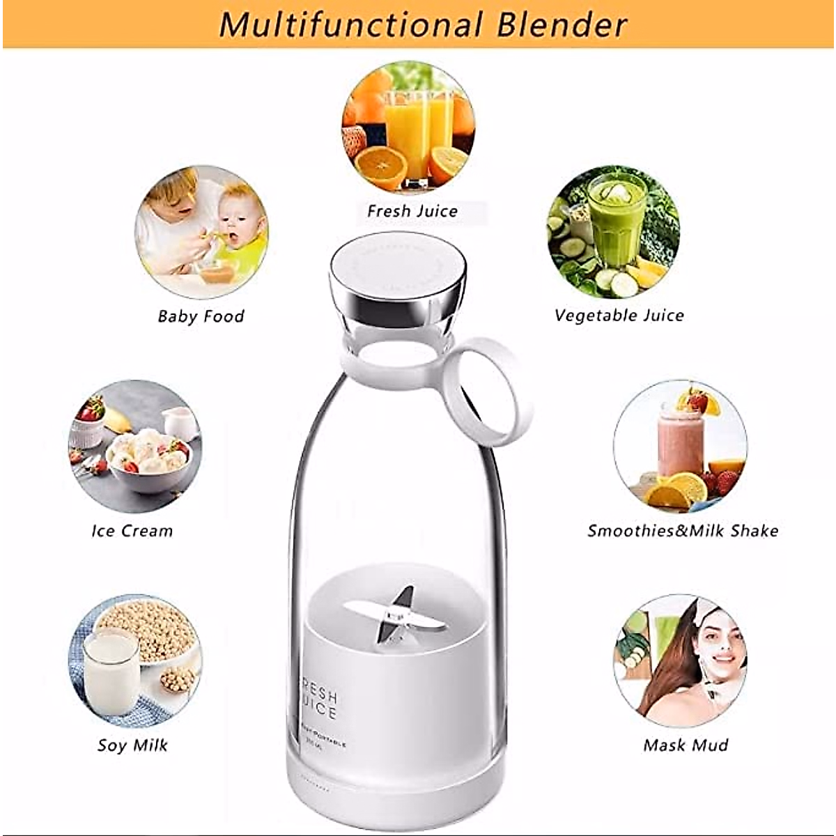 Blendnow Personal Size Blender, Portable Blender for Shakes and Smoothies, USB Rechargeable Blender, Travel Blender, Gift, Fresh Juice Blender with Stainless Steel 4 Blades, 350 ML (Pink)