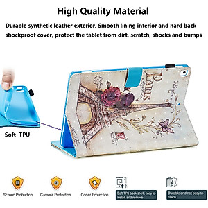 UUcovers iPad 10.2 inch Case 9th/8th/7th Generation (2021/2020/ 2019) & iPad Air 3 (10.5") 2019/iPad Pro 10.5" 2017 with Pencil Holder [Auto Wake/Sleep] Stand Smart PU Leather Folio Cover,Paris Tower