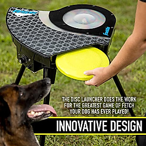 Franklin Pet Supply Co. Automatic Disc Launcher for Dogs - Ready Set Fetch Automatic Disc Tosser Dog Toy for Fetch - Portable Thrower Toy - Battery Powered