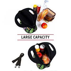 Violet Mist Neoprene Lunch Bag Tote Reusable Insulated Lunch Box with Adjustable Shoulder Strap&Pocket for Women,Men,Adults