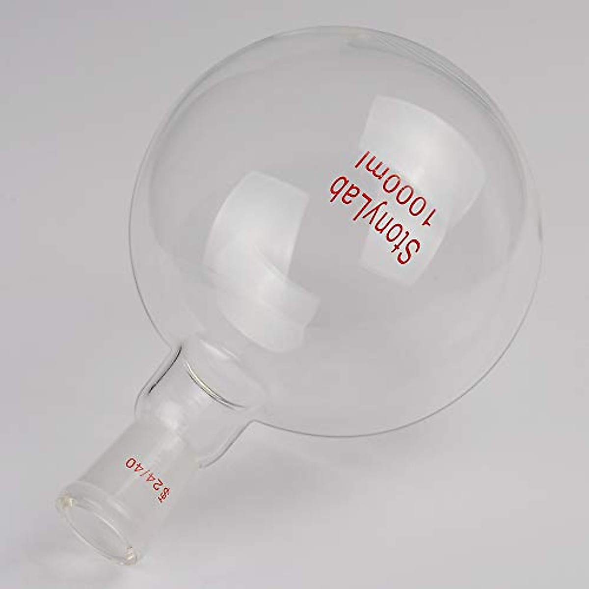 StonyLab 1000ml Glass Single Neck Round Bottom Flask RBF, with 24/40 Standard Taper Outer Joint - 1L (1 Liter)