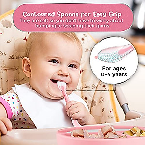 Silicone Suction Plate for Baby - 100% Food Grade Silicone Divided Plate | Toddler Self Feeding Training Suction Plate Set | BPA-Free, Microwave Dishwasher Safe Stay Put Plates (Light & Dark Pink)