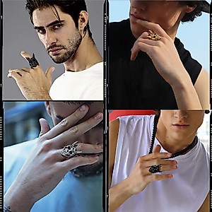 Cool Goth Black Rings For Women Size 7 Stainless Steel Aesthetic Lucifer Satanic Goat Head Ring