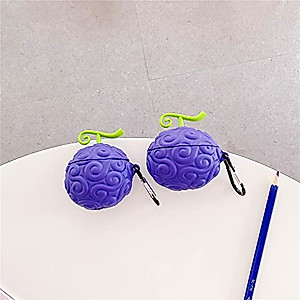 for Airpods 1&2 Case, 3D Anime Cartoon Fashion Design, Cute Funny Cool Soft Silicone, Very Suitable for Men, Women, Old People, Children with Safe and Convenient Keychain (Satan Fruit)