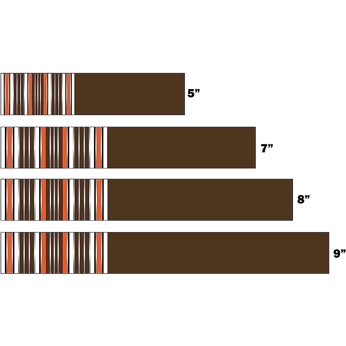 White Water Archery Laminated Brown Background Orange Stripe Traditional 18 Crest Arrow Wraps 15 pk Choose Length Width (9, 1)