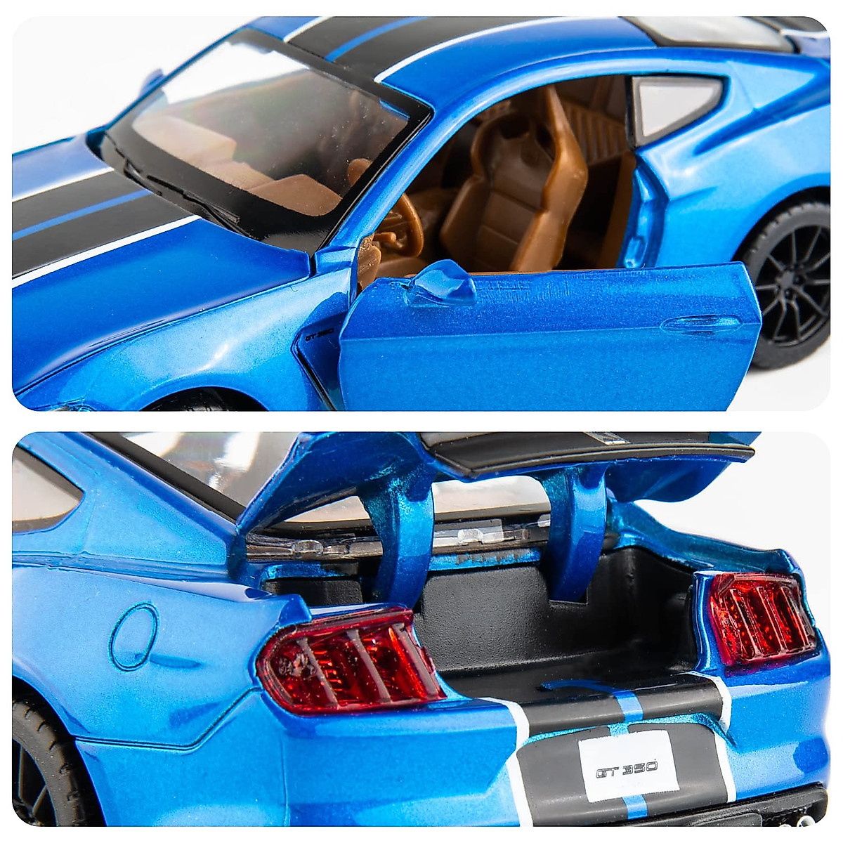 WAKAKAC Diecast Car1/32 Shelby GT350 Model Car Pull Back Collectible Toy Car with Sound and Light Toy Vehicle for Boys Adults Gift (Blue)